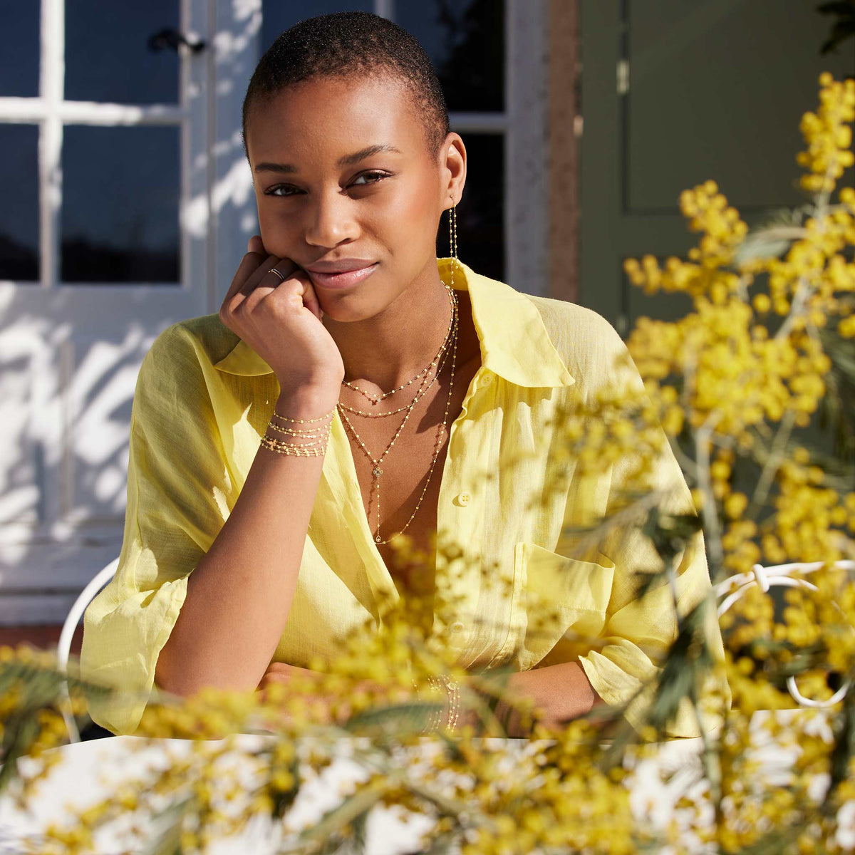 Chapelet mimosa Lucky Trèfle, diamants, or rose, 45 cm – Gigi Clozeau ...