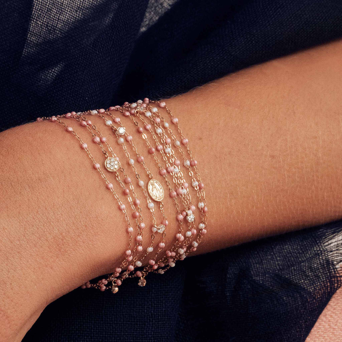 Bracelet blush Puce diamants, or rose, 17 cm – Gigi Clozeau - créateur ...