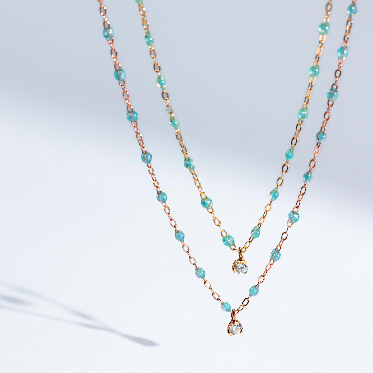 Collier aqua Gigi Suprême, or jaune, 1 diamant, 42 cm – Gigi Clozeau ...
