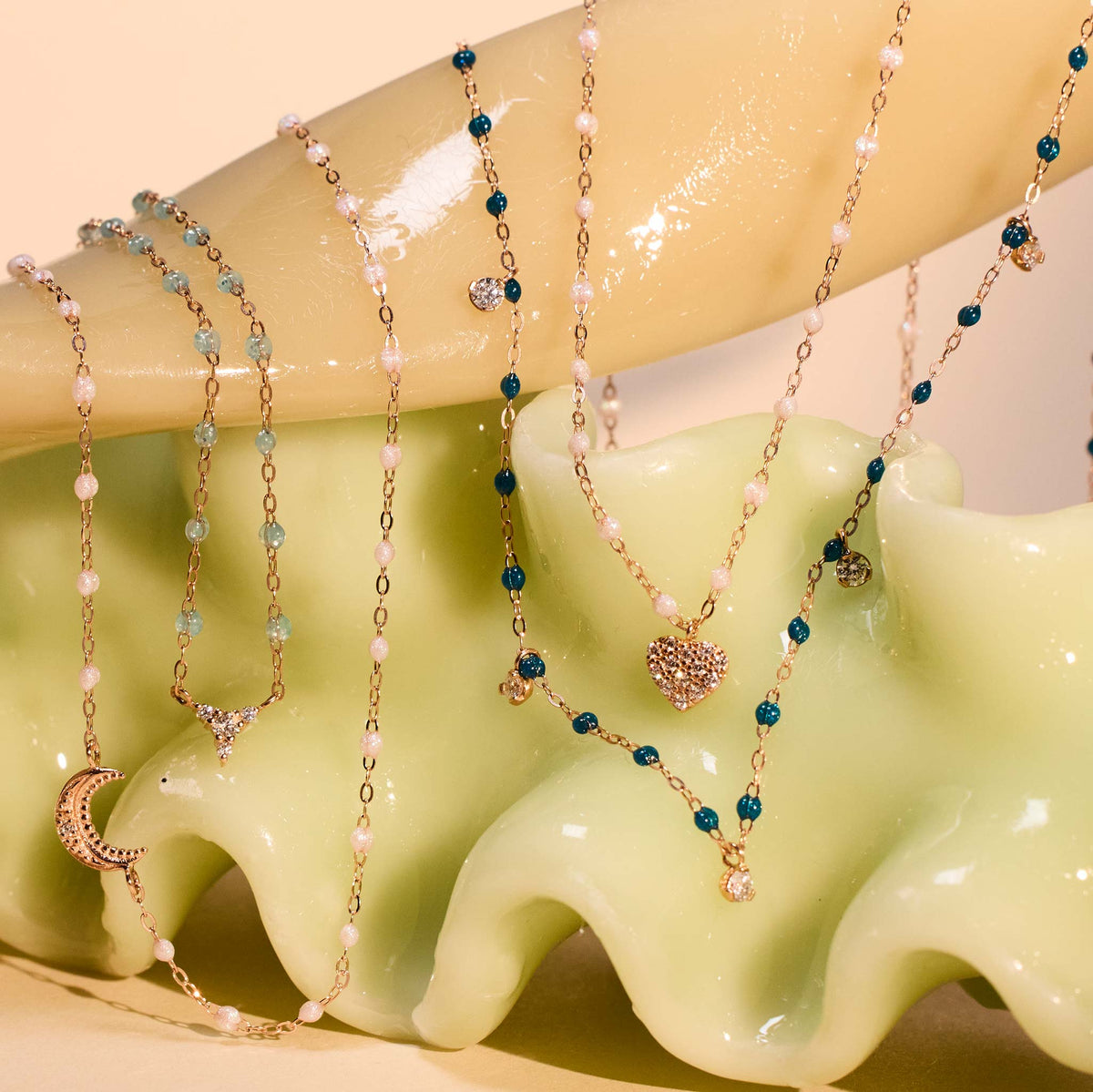 Collier opale Lune, diamant, or rose, 42 cm – Gigi Clozeau - créateur ...