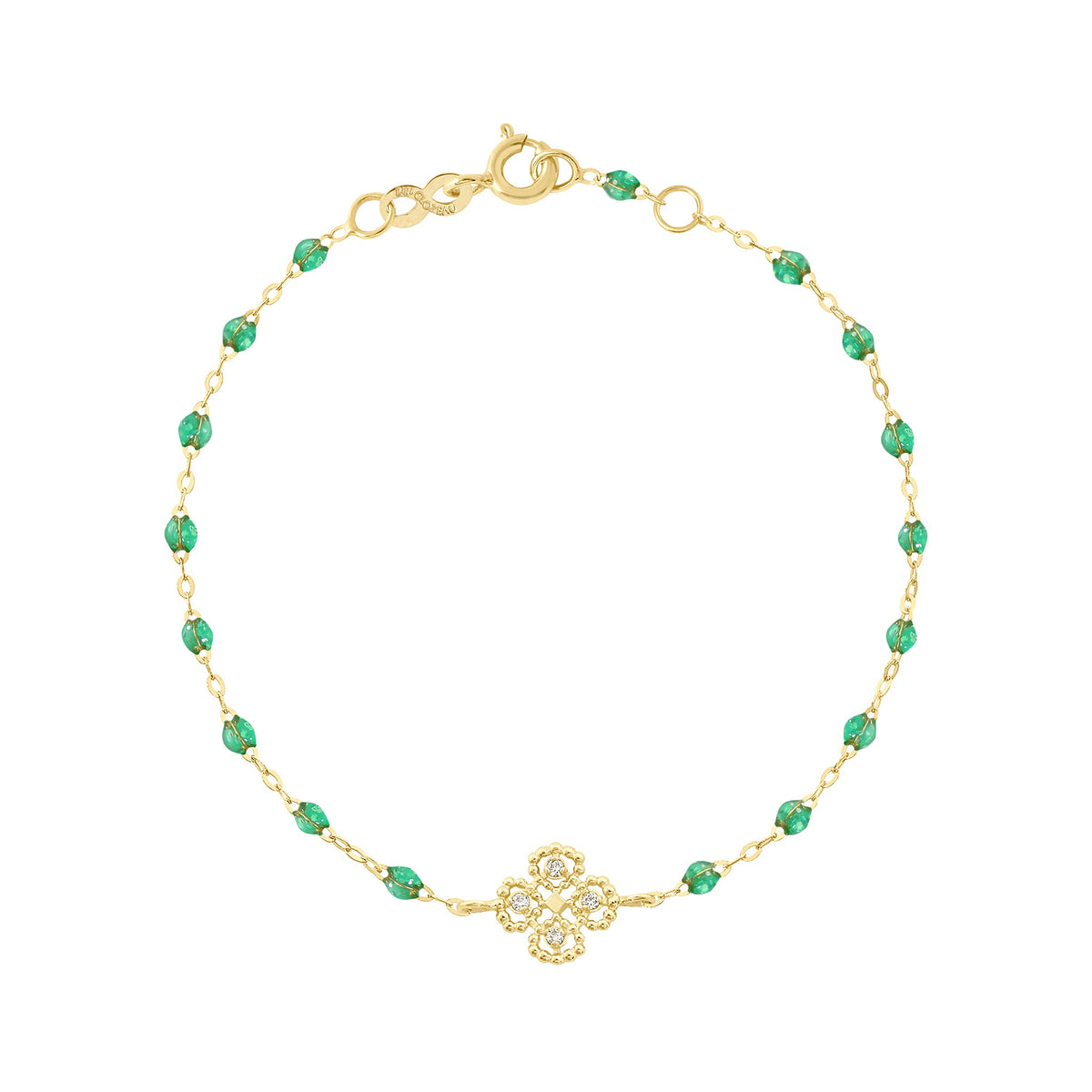 Bracelet menthe Lucky Trèfle, diamants, or jaune, 17 cm – Gigi Clozeau ...