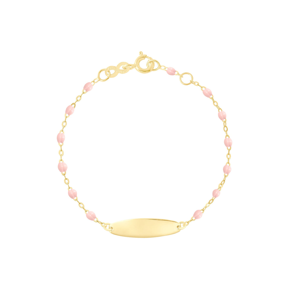 Bracelet rose bébé Little Gigi, plaque ovale, or jaune, 13 cm – Gigi ...