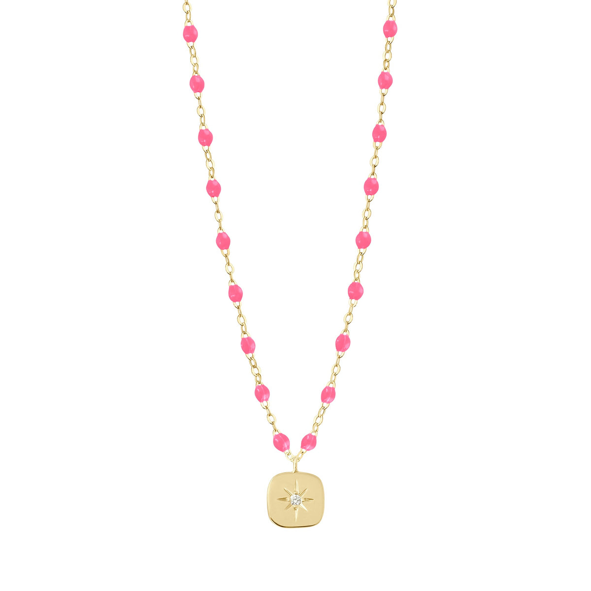 Collier rose fluo Miss Gigi, diamant, or jaune, 42 cm – Gigi Clozeau ...